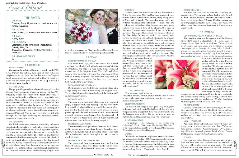 Winter/Spring 2012 Real Wedding Features | Virginia Bride Magazine
