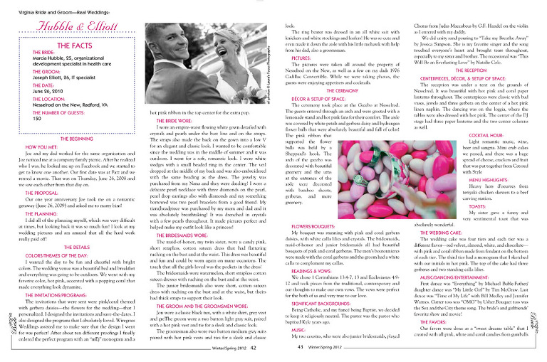 Winter/Spring 2012 Real Wedding Features | Virginia Bride Magazine